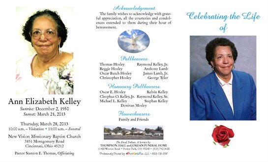 Ann Kelley - Thompson, Hall and Jordan Funeral Home