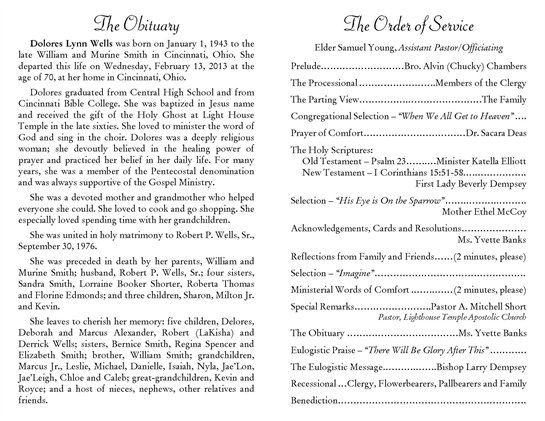 Dolores Wells - Thompson, Hall and Jordan Funeral Home