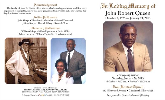 John Queen - Thompson, Hall and Jordan Funeral Home