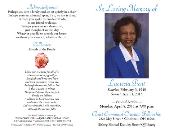 Lucrecia Dent - Thompson, Hall and Jordan Funeral Home