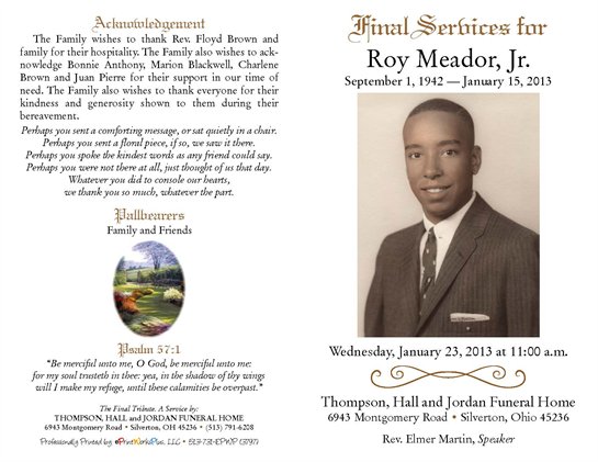 Roy Meador - Thompson, Hall and Jordan Funeral Home